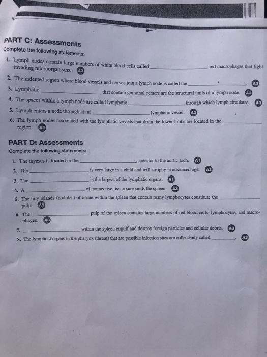 Solved PART C: Assessments Complete the following | Chegg.com