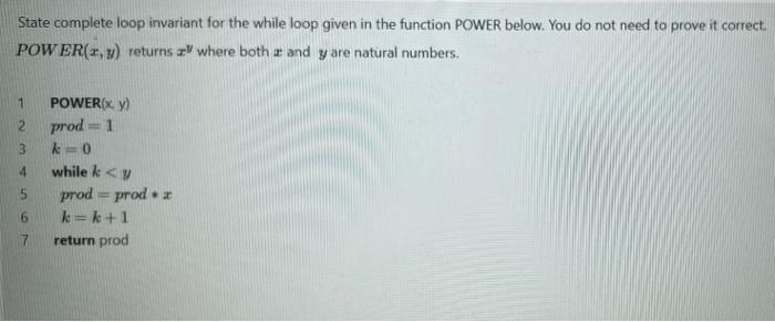 Solved State complete loop invariant for the while loop | Chegg.com