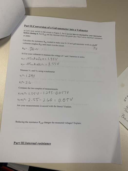 Solved Part II. Conversion of a Galvanometer into a | Chegg.com