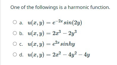 Solved One of the followings is a harmonic | Chegg.com