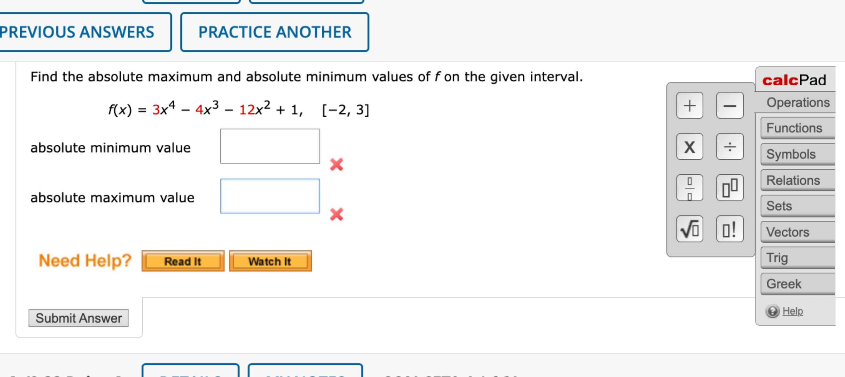 Solved Find the absolute maximum and absolute minimum values | Chegg.com