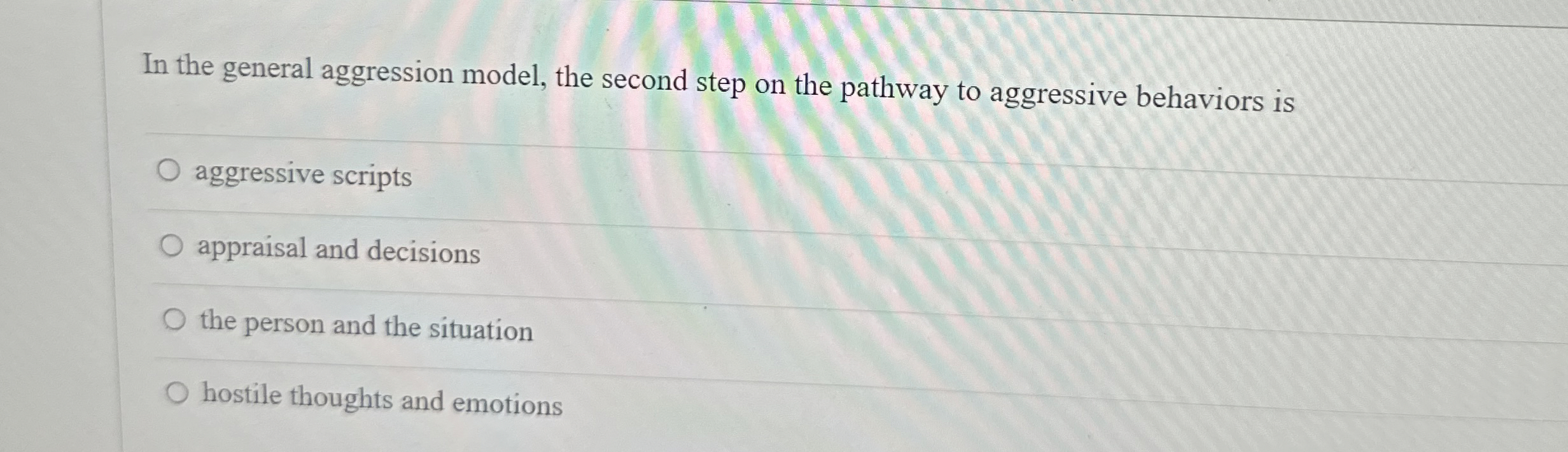 Solved In the general aggression model, the second step on | Chegg.com