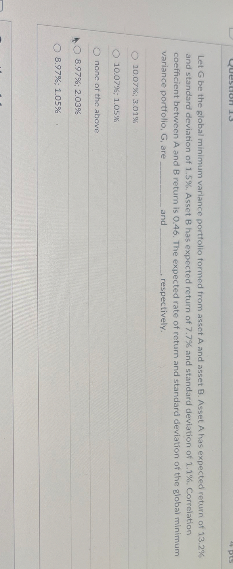 Solved Let G ﻿be the global minimum variance portfolio | Chegg.com