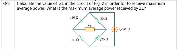 Solved Calculate the value of ZL in the circuit of Fig. 2 in | Chegg.com
