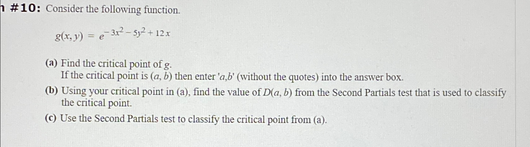 Solved # 10: Consider the following | Chegg.com