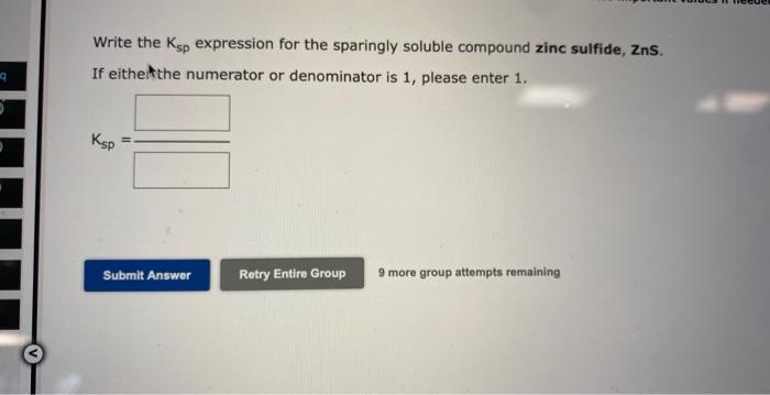 Solved Write the Ksp expression for the sparingly soluble | Chegg.com
