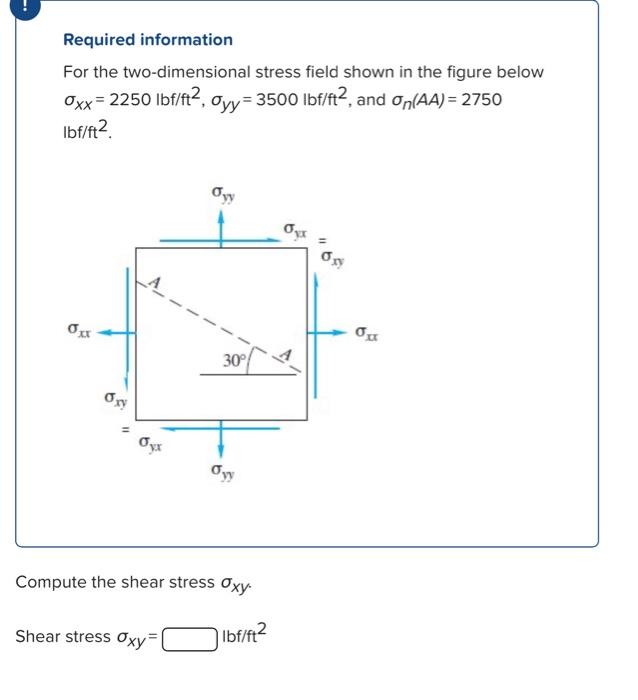 Solved Required information For the two-dimensional stress | Chegg.com