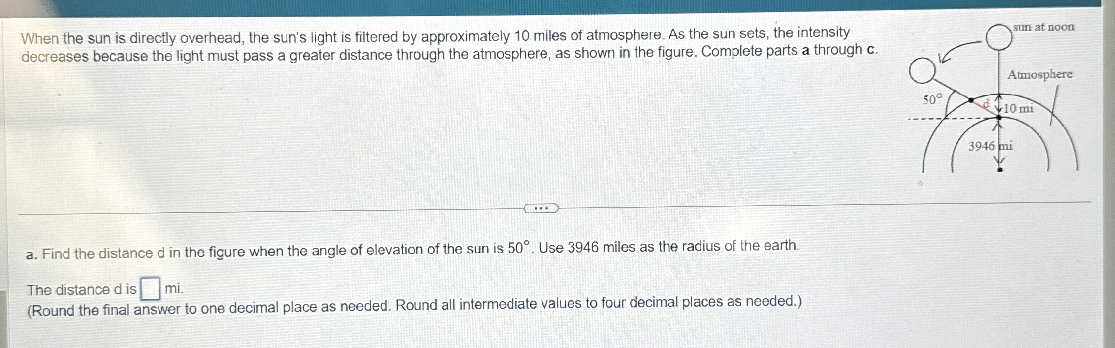 Solved When the sun is directly overhead, the sun's light is | Chegg.com