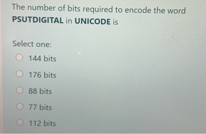 Solved The number of bits required to encode the word | Chegg.com