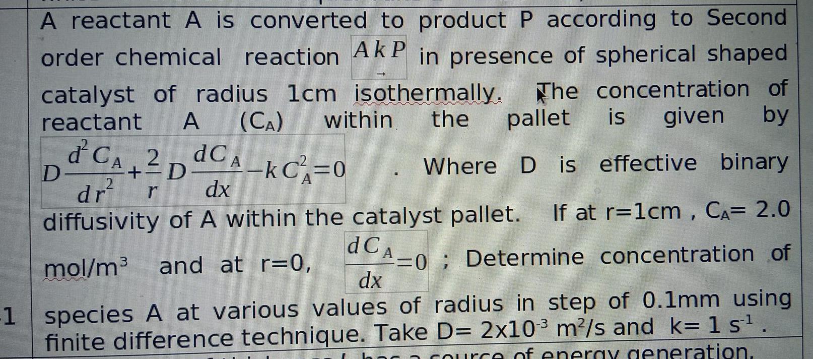 Solved & CA A-KC=0 A reactant A is converted to product P | Chegg.com