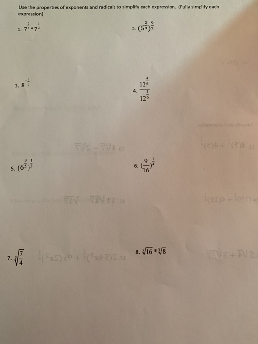Solved Use the properties of exponents and radicals to | Chegg.com