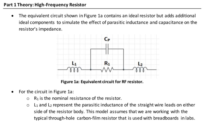 Solved Part 1 Theory: High-Frequency Resistor The equivalent | Chegg.com