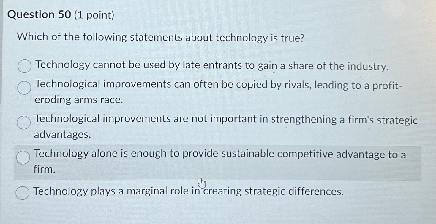 Solved Question 50 (1 ﻿point)Which of the following | Chegg.com