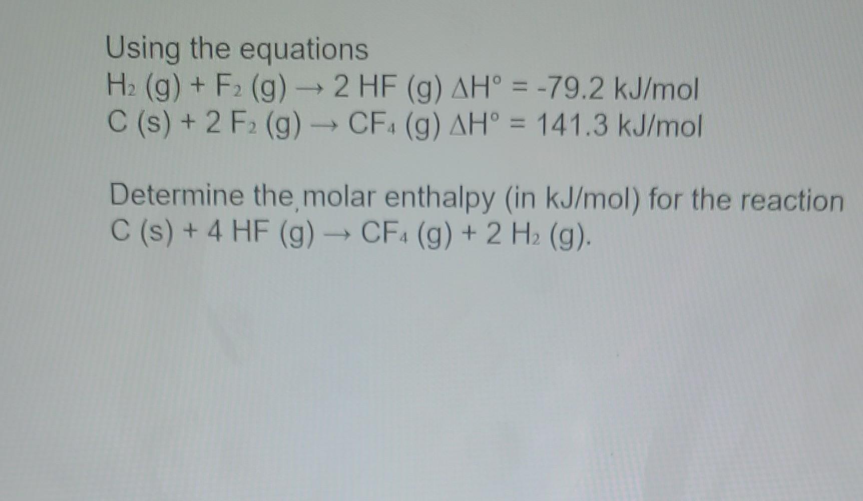 Solved Determine the enthalpy of reaction for 2CH4( g)→C2H4( | Chegg.com