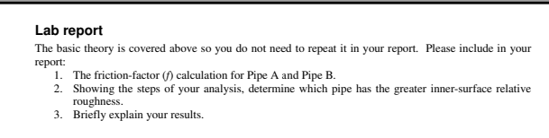 Solved Fluid Mechanics Lab Friction factor Objective To | Chegg.com
