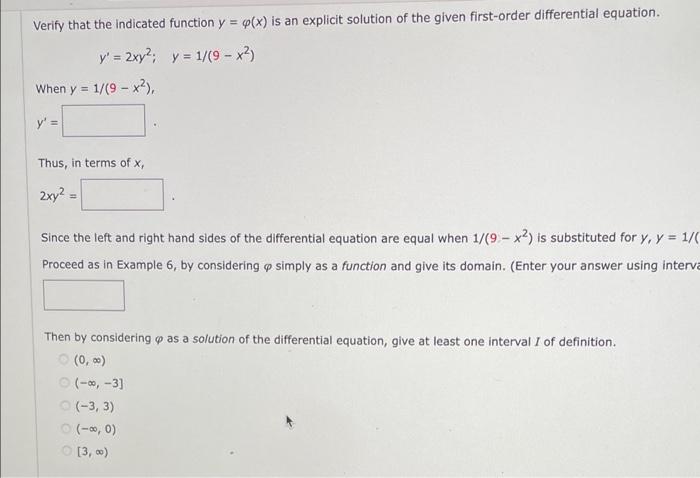 Solved Verify that the indicated function y=φ(x) is an | Chegg.com