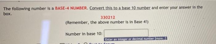 Solved The following number is a BASE-4 NUMBER. Convert this | Chegg.com