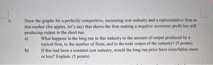 Solved Draw the graphs for a perfectly competitive, | Chegg.com