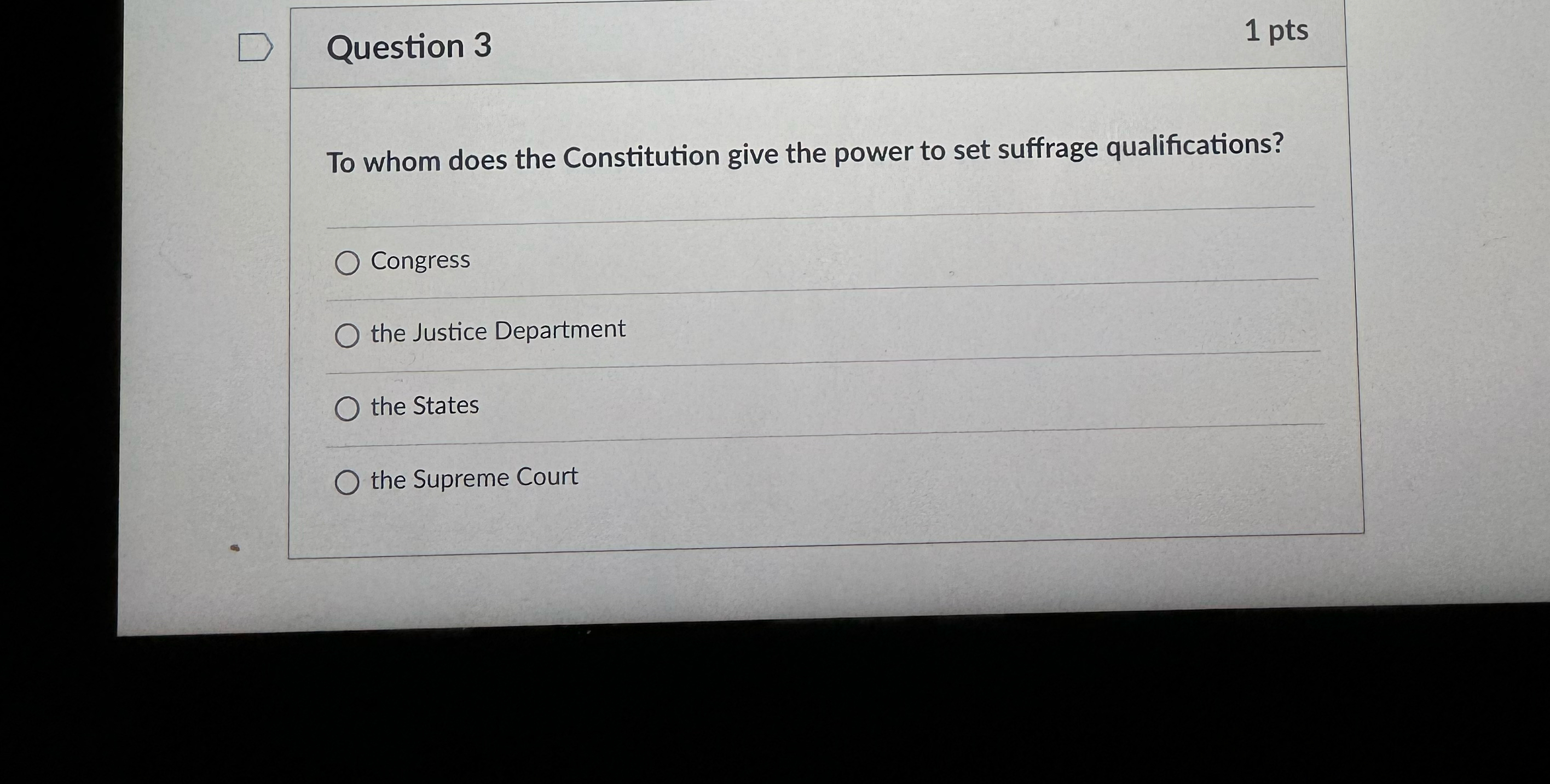 Solved Question 31 ﻿ptsTo whom does the Constitution give | Chegg.com