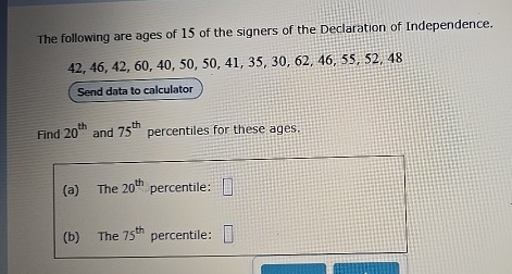 Solved The following are ages of 15 ﻿of the signers of the | Chegg.com