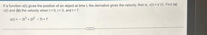 Solved If a function s(t) gives the position of an object at | Chegg.com