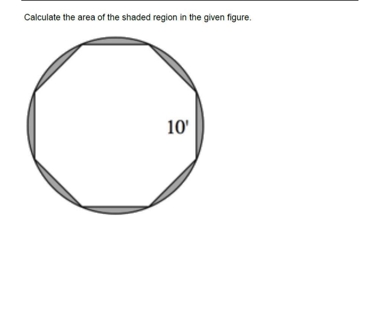 Solved Calculate the area of the shaded region in the given | Chegg.com