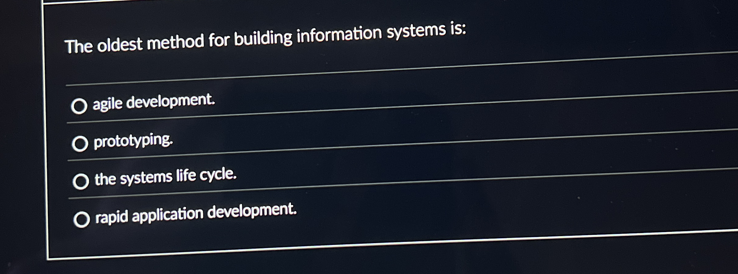 Solved The oldest method for building information systems | Chegg.com