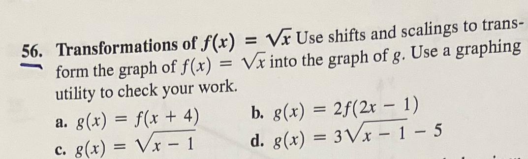 Solved Transformations of f(x)=x2 ﻿Use shifts and scalings | Chegg.com