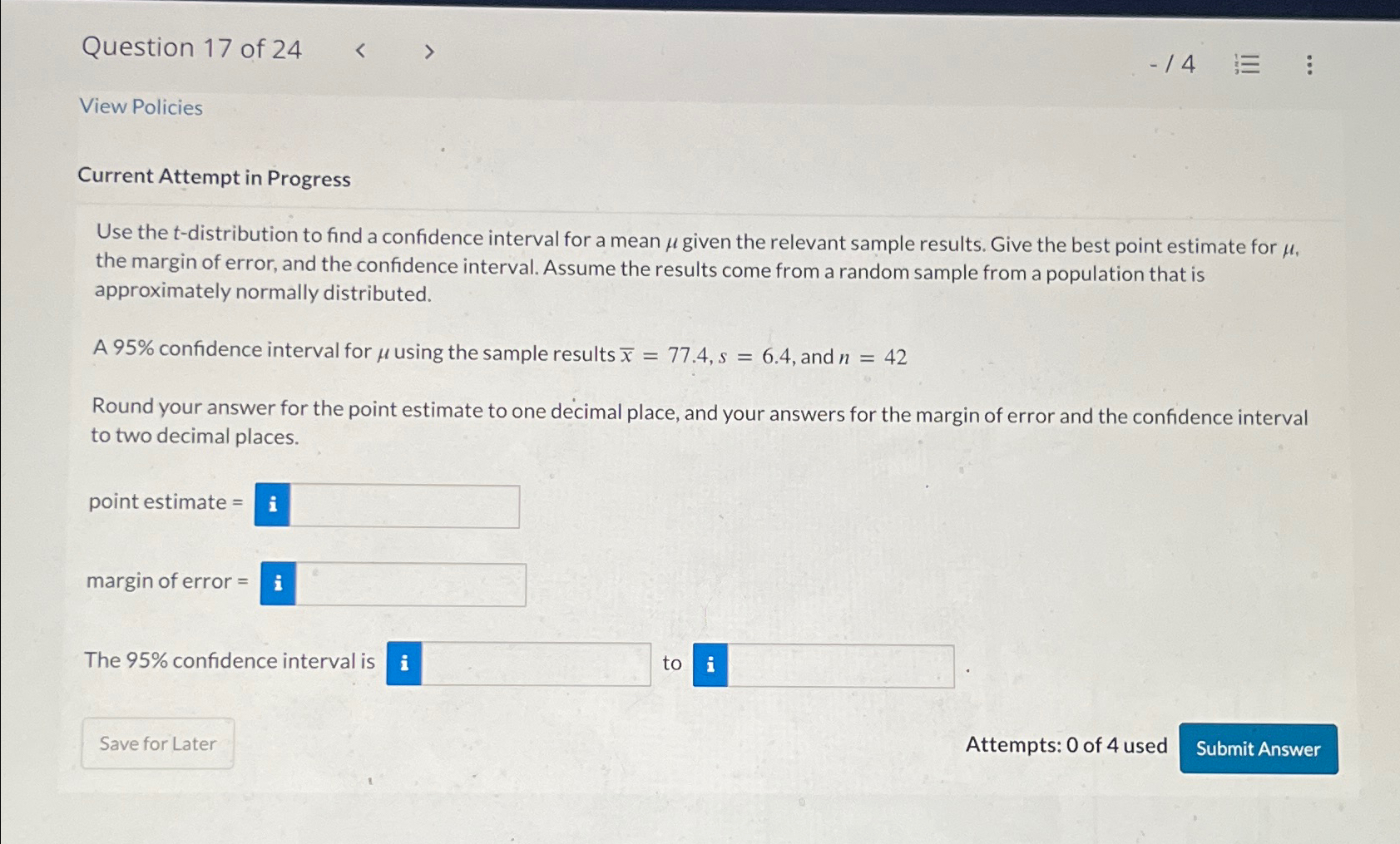 Solved Question 17 ﻿of 24View PoliciesCurrent Attempt in | Chegg.com
