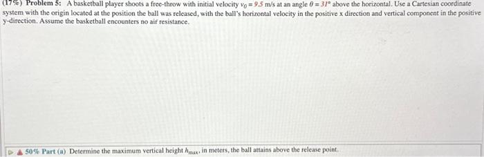 Solved Determine the maximum vertical height hmax, in | Chegg.com