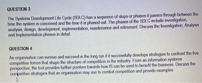 Solved QUESTION 3 The Systems Development Life Cycle (SDLC) | Chegg.com
