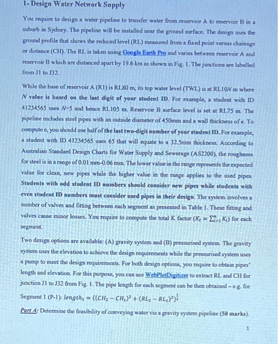 Solved 1- Design Water Network Supply You require to design | Chegg.com