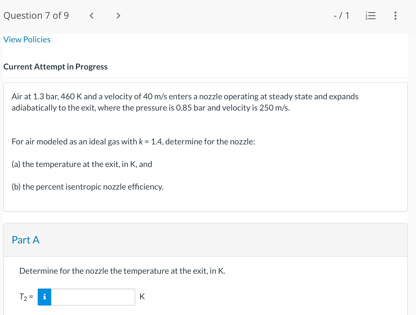Solved Question 7 ﻿of 9-1View PoliciesCurrent Attempt in | Chegg.com