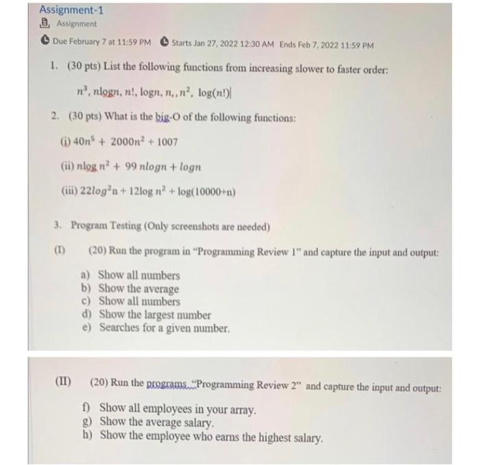 Solved 3. Program Testing (Only screenshots are needed) (1) | Chegg.com