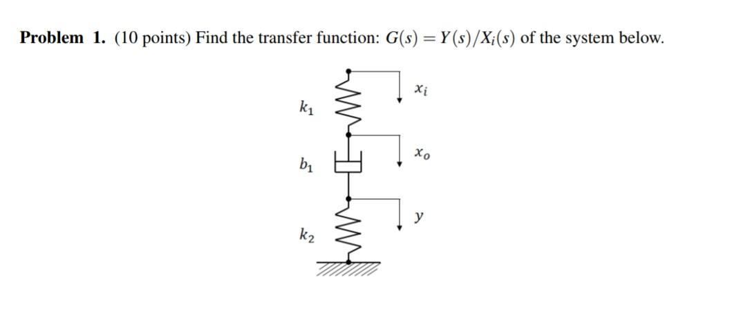 Solved Problem 1. (10 points) Find the transfer function: | Chegg.com