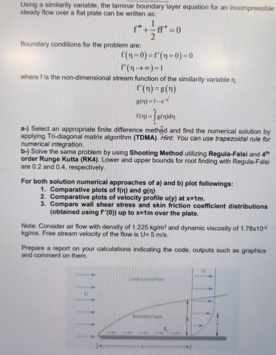Solved Using a similarity variable, the laminar boundary | Chegg.com