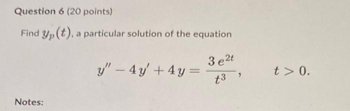 Solved Find yp(t), a particular solution of the equation | Chegg.com