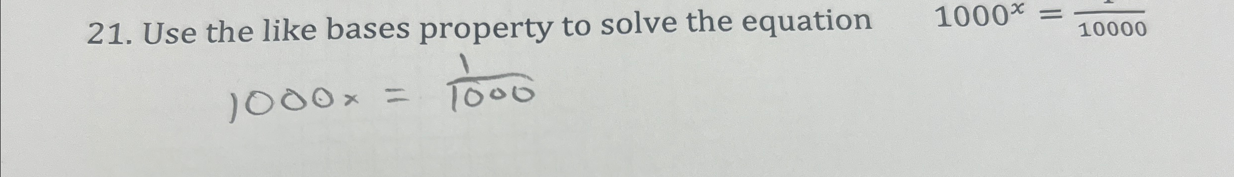 Solved Use the like bases property to solve the equation | Chegg.com
