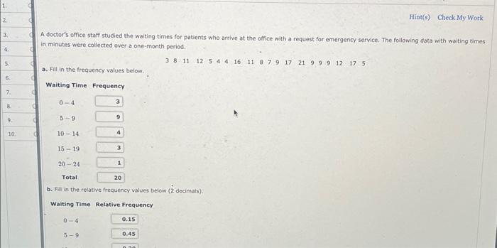 Solved A doctor's office staff studied the waiting times for | Chegg.com