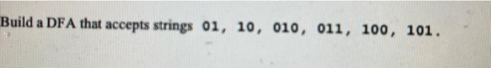 Solved Build a DFA that accepts strings 01, 10, 010, 011, | Chegg.com