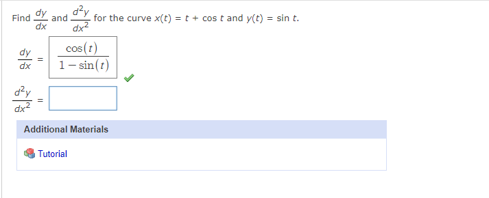Solved Find dydx ﻿and d2ydx2 ﻿for the curve x(t)=t+cost ﻿and | Chegg.com