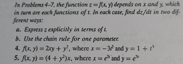Solved In Problems 4-7, ﻿the function z=f(x,y) ﻿depends on x | Chegg.com