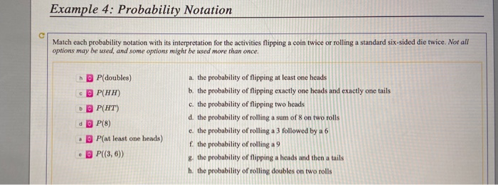 Solved Example 4: Probability Notation Match each | Chegg.com