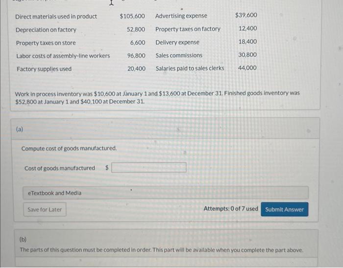 Solved Work in process inventory was $10,600 at January 1 | Chegg.com