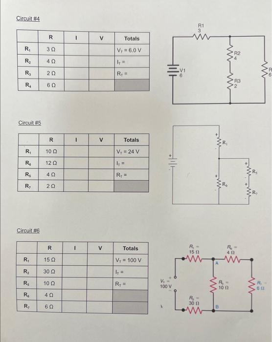 Solved Circuit #4 Circuit # 5 Circuit #6 | Chegg.com