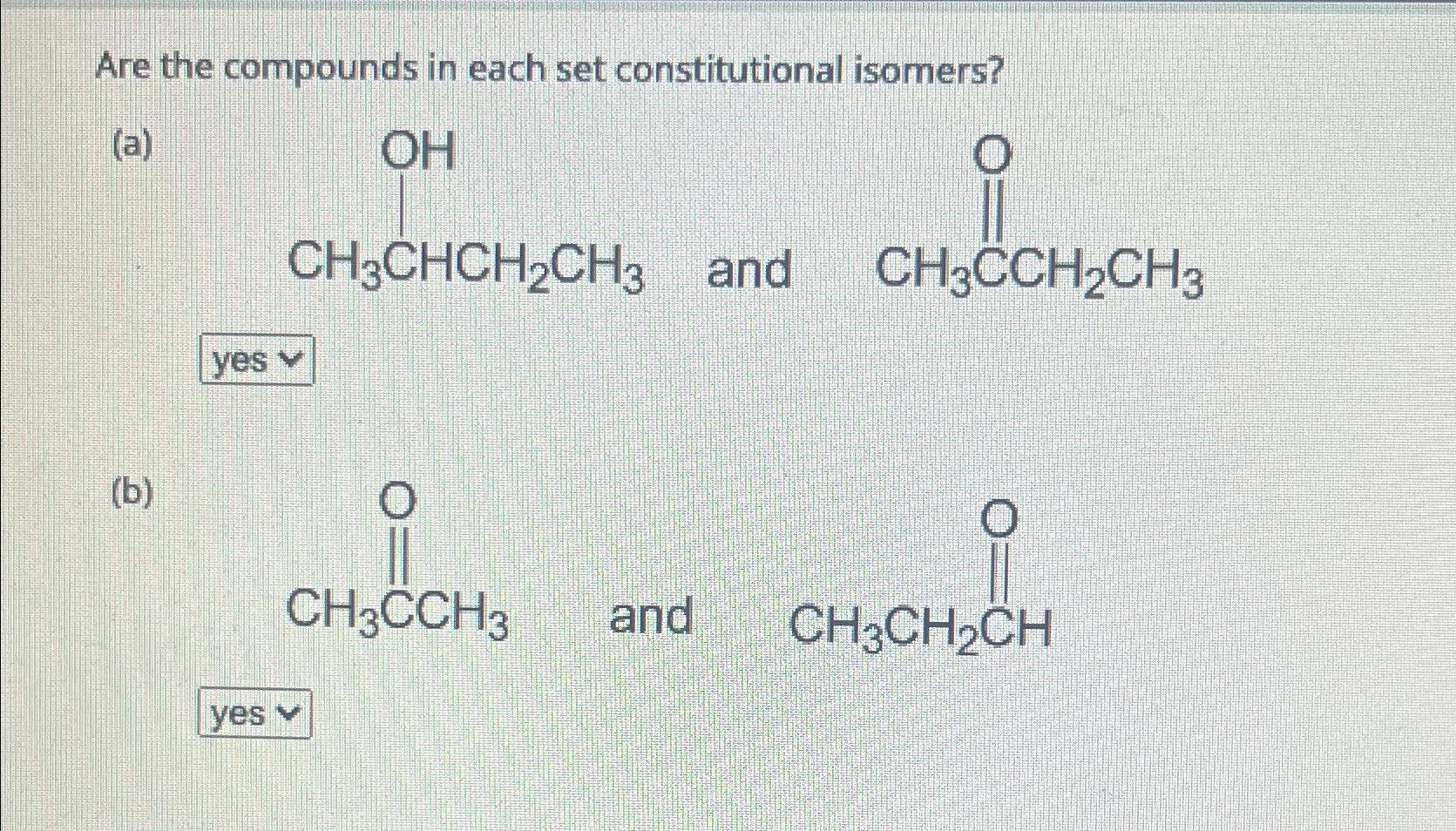 Solved Are the compounds in each set constitutional | Chegg.com