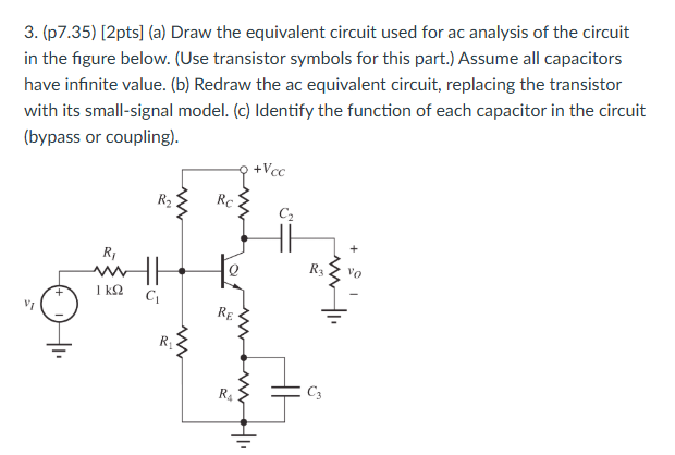 Solved 3. (p7.35) [2pts] (a) ﻿Draw the equivalent circuit | Chegg.com