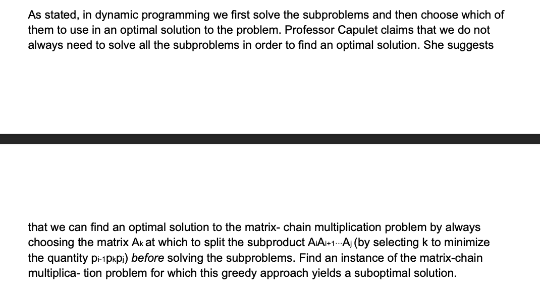 Solved Find an instance of the matrix-chainmultiplica- ﻿tion | Chegg.com