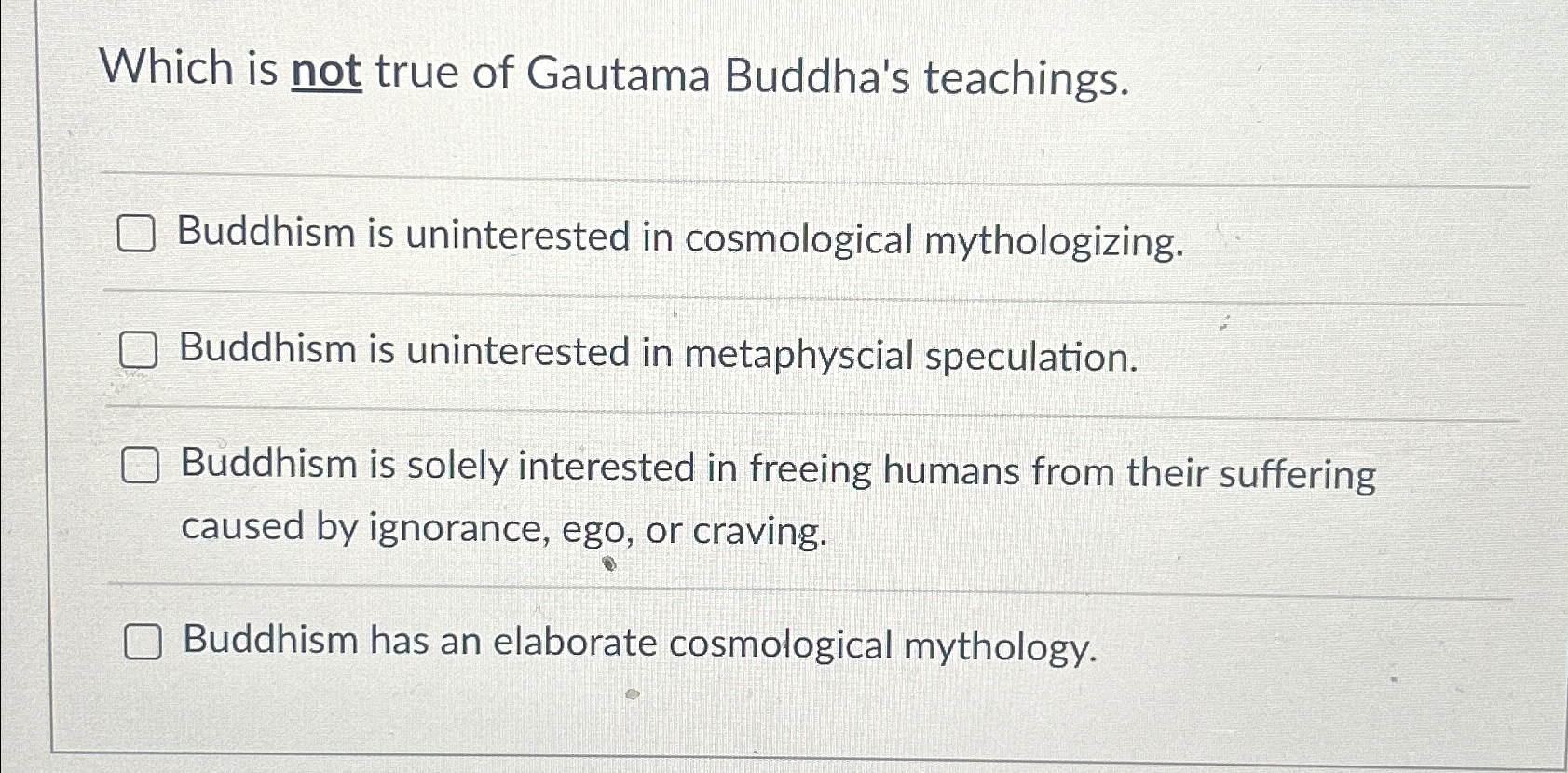 Solved Which is not true of Gautama Buddha's | Chegg.com