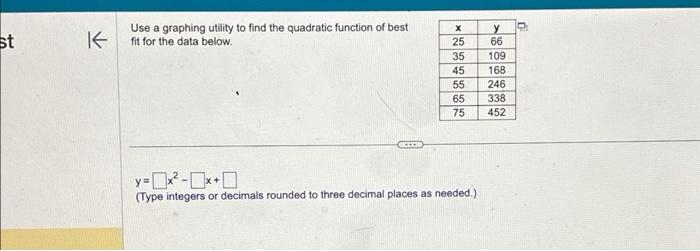 Solved Use a graphing utility to find the quadratic function | Chegg.com